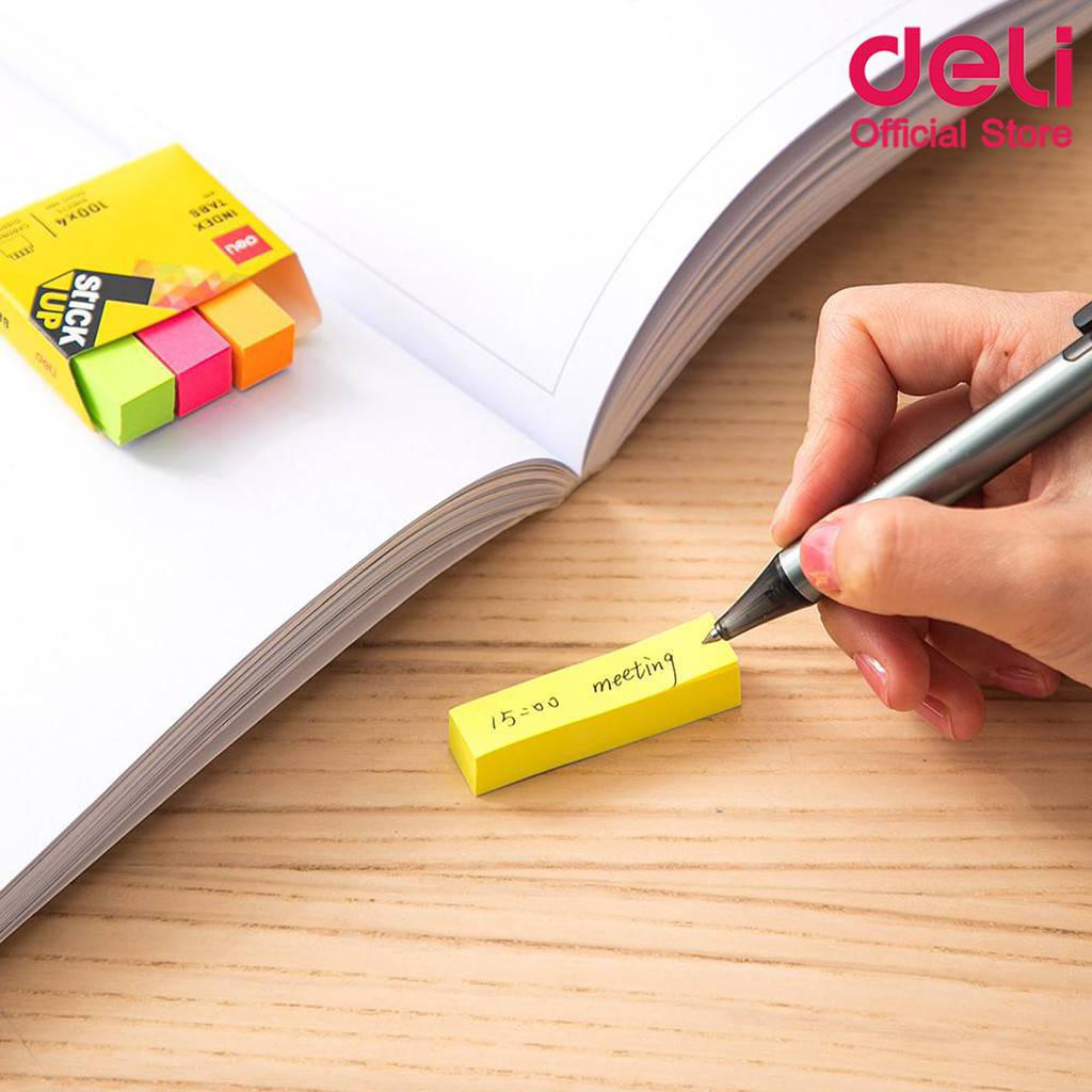 Deli A111 Sticky Note กระดาษโน๊ต 50x12mm สีสันสดใส สีสะท้อนแสง มองเห็น ...