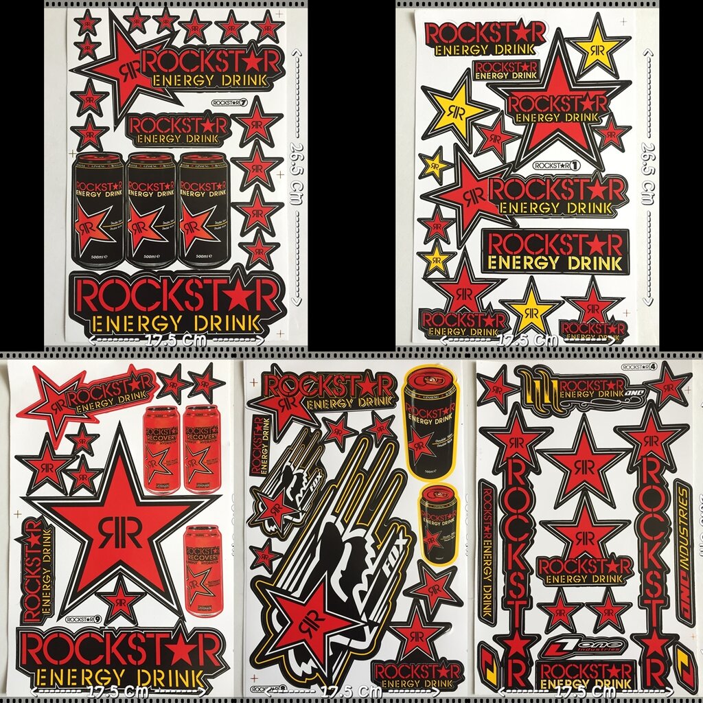 Rockstar Energy Drink สติกเกอร์ เคลือบกันน้ำ ไดคัท มอเตอร์ไซด์ รถซิ่ง ...