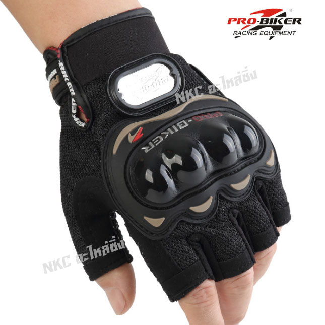 ProBiker ถุงมือขับมอไซ ถุงมือครึ่งนิ้ว ถุงมือขับขี่มอเตอร์ไซค์ สีดำ ...