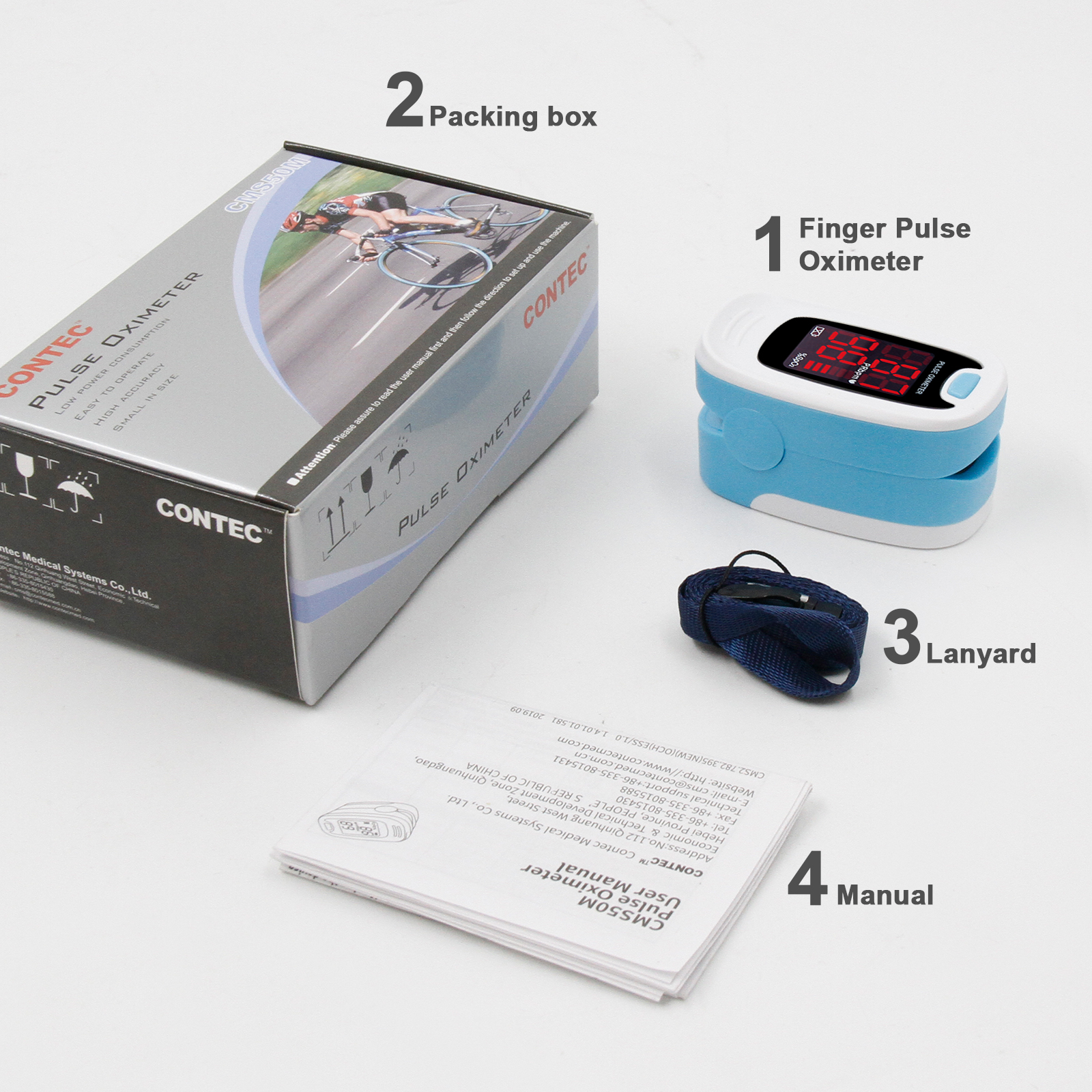 CONTECMED CMS50M Pulse Oximeter Finger Blood Oxygen Sensor O2 SpO2 ...