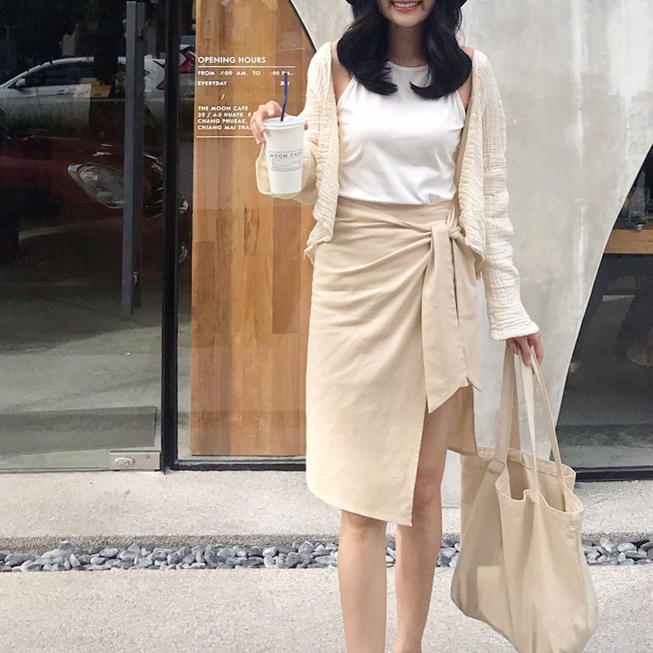 HERDAILY STUDIO linne skirt - beige - herdaily.studio - ThaiPick