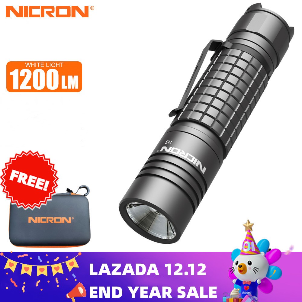NICRON N8 ความสว่างสูง 1200lumen ยุทธวิธีไฟฉาย LED แฮนด์ฟรี EDC ไฟฉาย LED กันน้ำสำหรับล่าสัตว์ ...