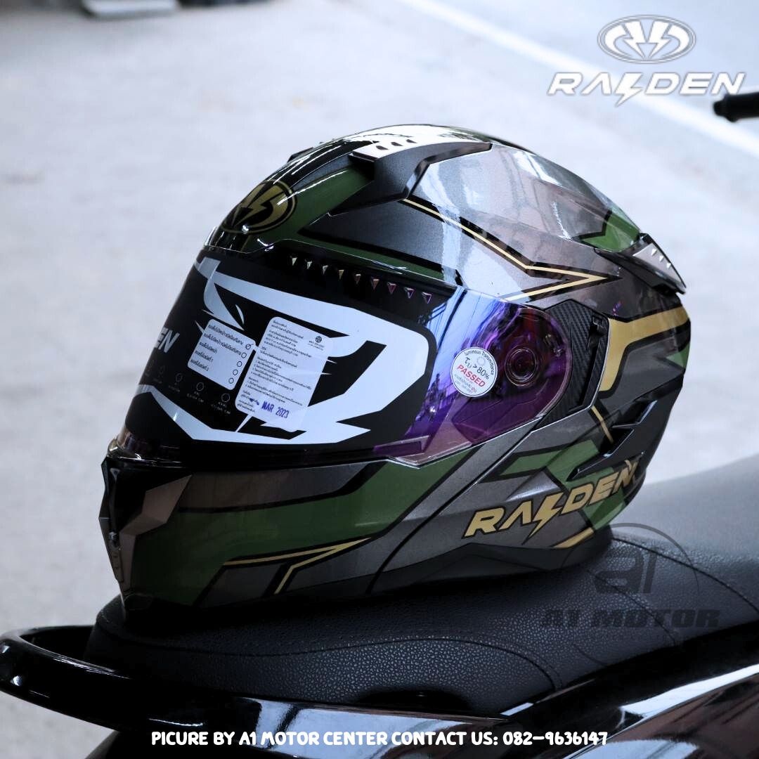 หมวกกันน็อคยกคาง (Flip Up) RAIDEN DEFENCE กระจก 2 ชั้น ไซส์ M L XL - A1 ...