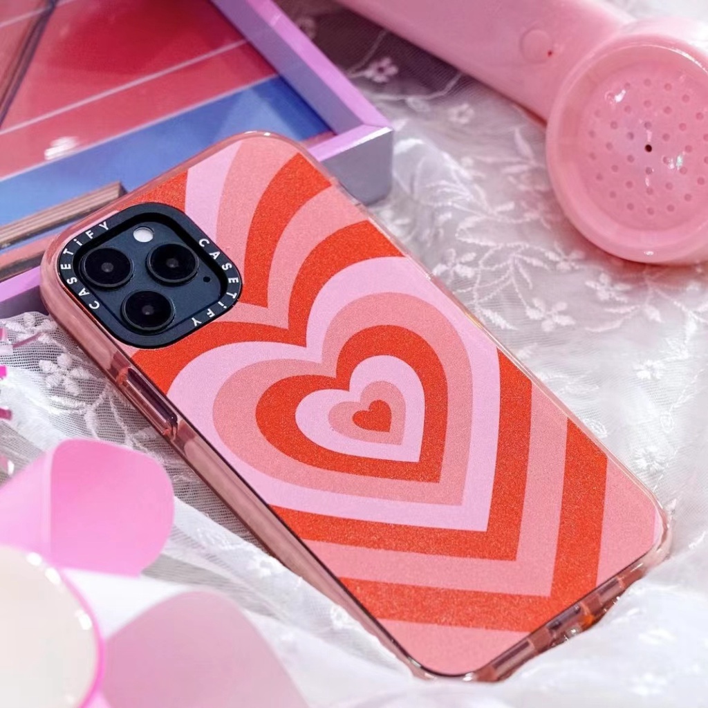 Casetify Retro 70s Pink Heart เคสโทรศัพท์มือถือ ซิลิโคนนิ่ม TPU ลาย ...