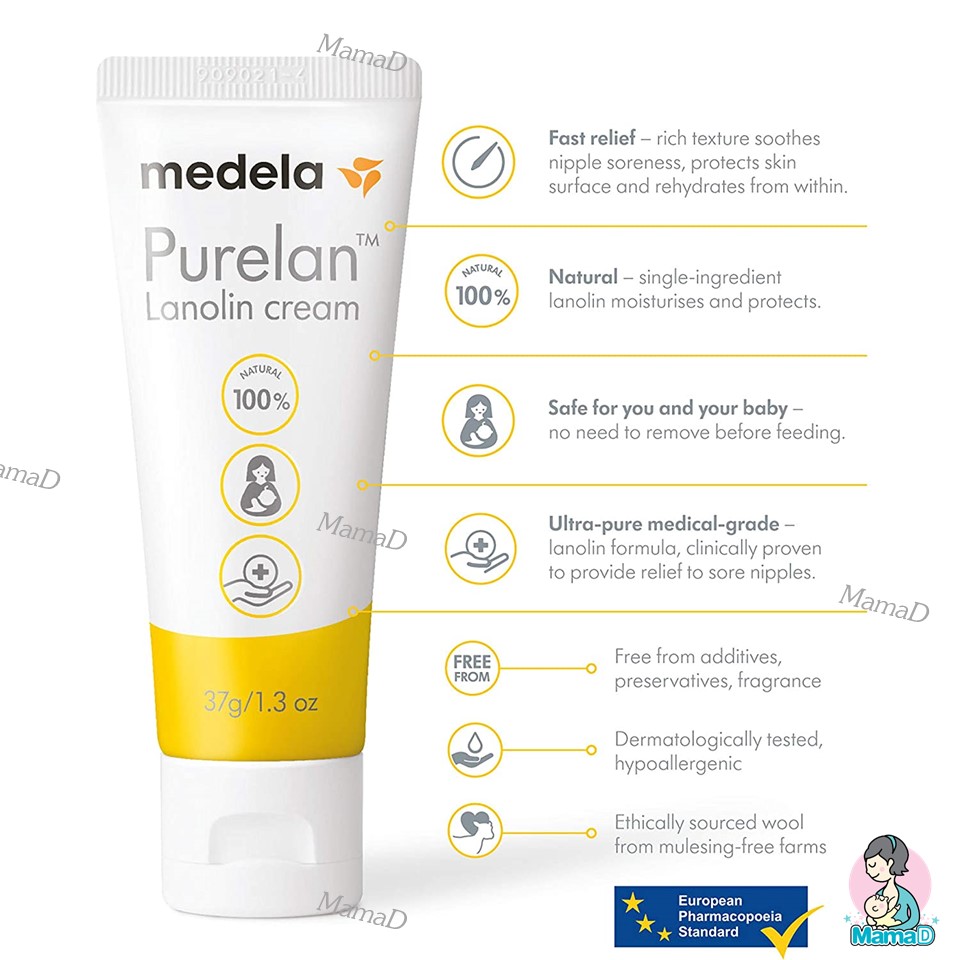 ครีมทาหัวนมเพื่อป้องกัน และรักษาแผลที่หัวนม ขนาด1.3ออนซ์ Medela Lanolin ...