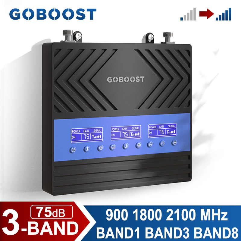 GOBOOST Tri Band 75dB อุปกรณ์ขยายสัญญาณโทรศัพท์มือถือ GSM 900 DCS 1800 ...