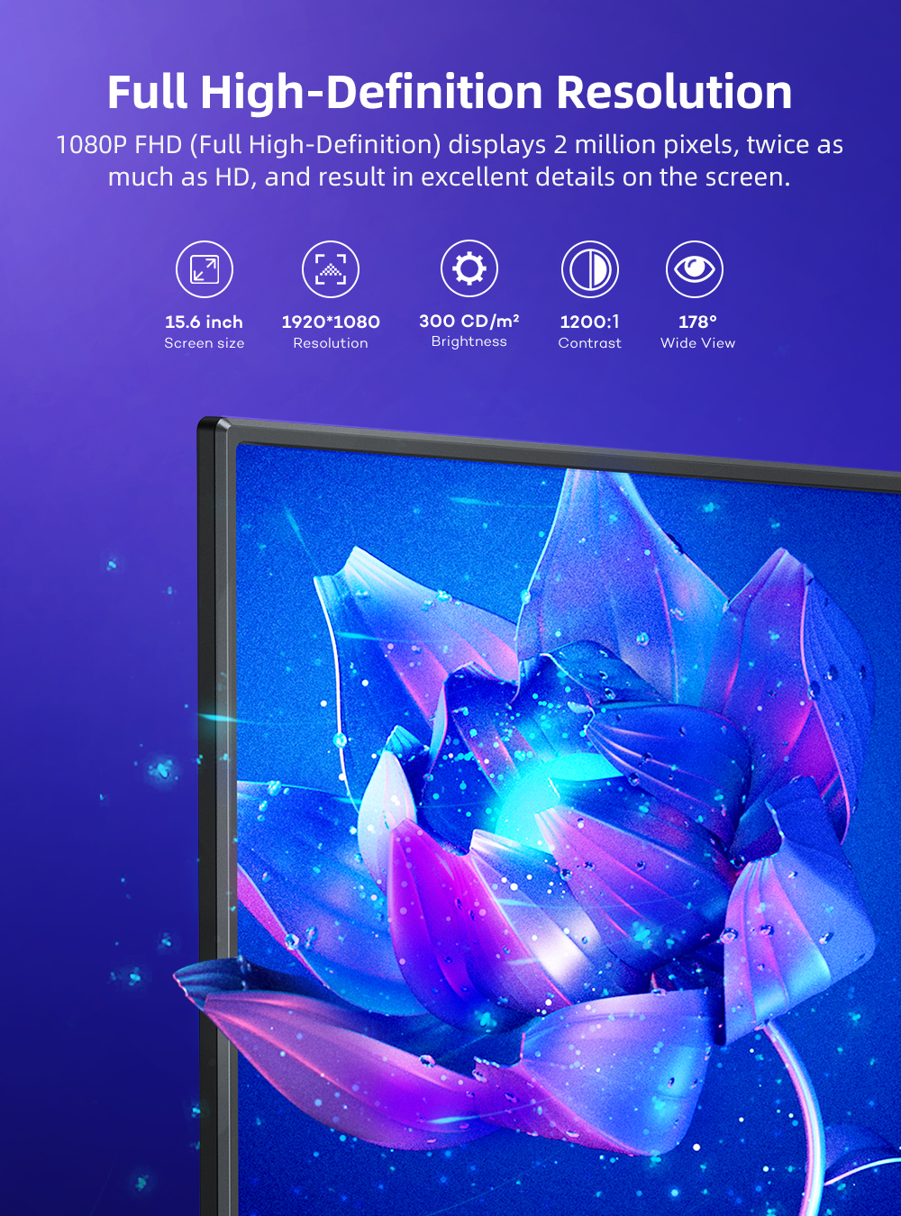 UPERFECT Local delivery15.6 1080P Portable Monitor Plus Slider Full HD ...