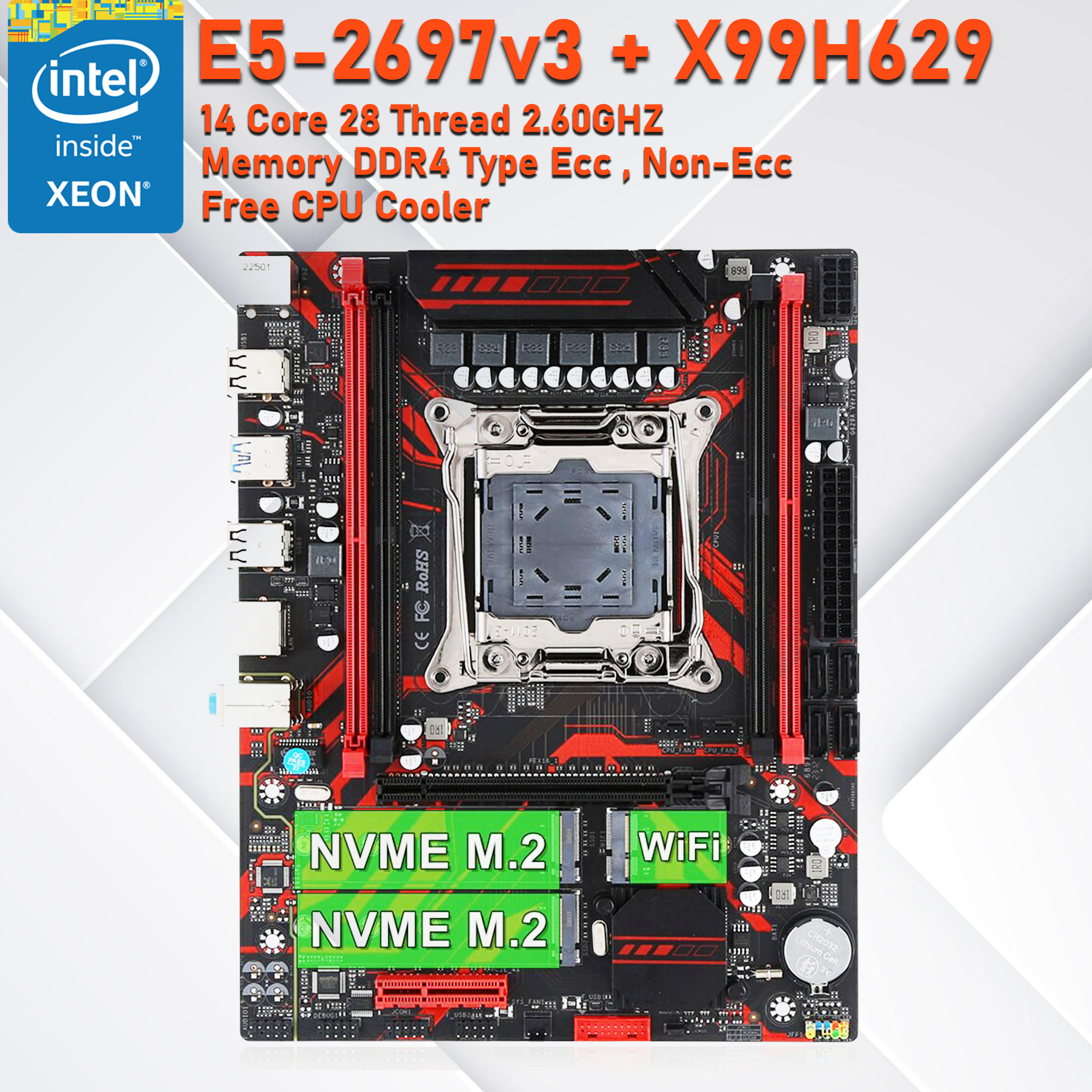 X99H629 Xeon E5-2697v3 Set CPU MB Cooler Memory Ram ชุดประหยัด สำหรับ ...