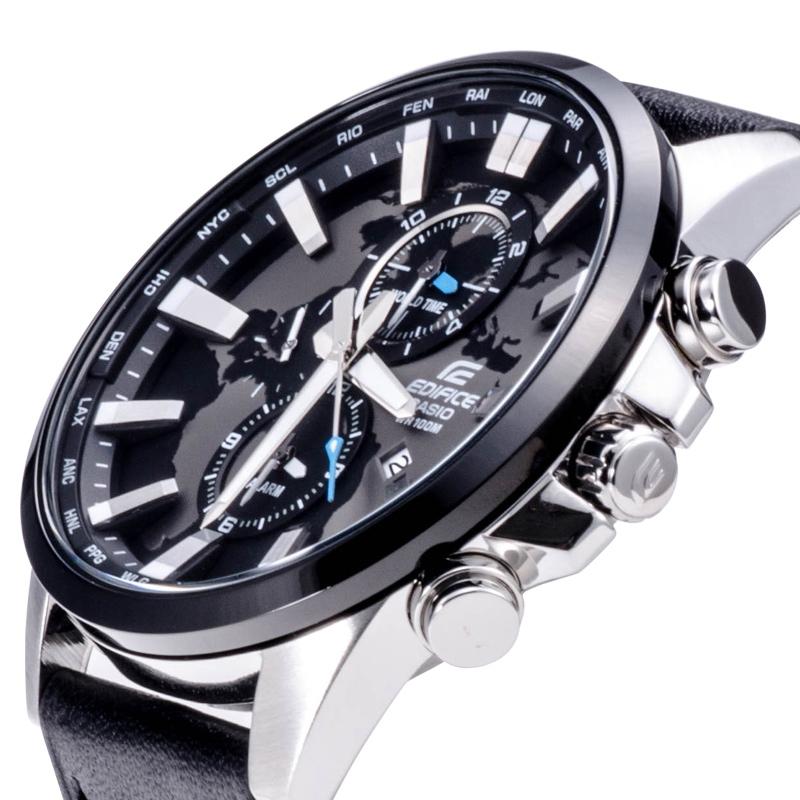 CASIO EDIFICE DUAL DIAL WORLD TIME ALARM หนังสายนาฬิกาผู้ชาย EFR-303 ...