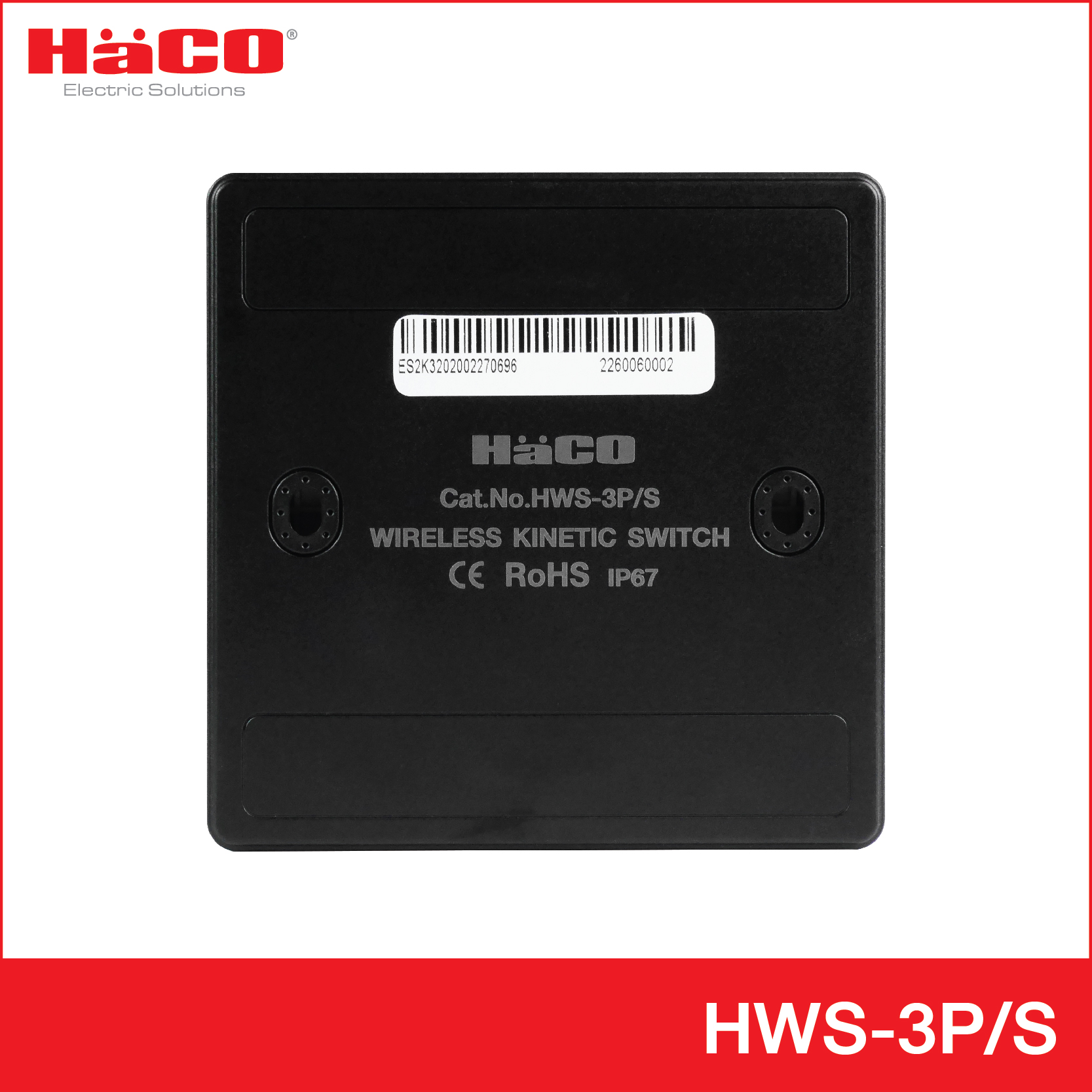 HACO สวิตช์ไฟไร้สาย 3 ช่อง สีเงิน IP67 รุ่น HWS-3PS - HacoElectric - ThaiPick
