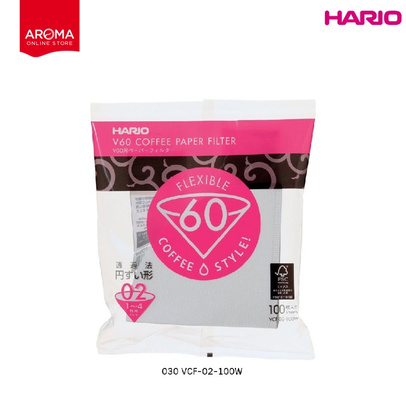 กระดาษกรอง Hario 02 HARIO V60 Paper Filter 100 Sheets (VCF-02-100M/030) (VCF-02-100M/029 ...