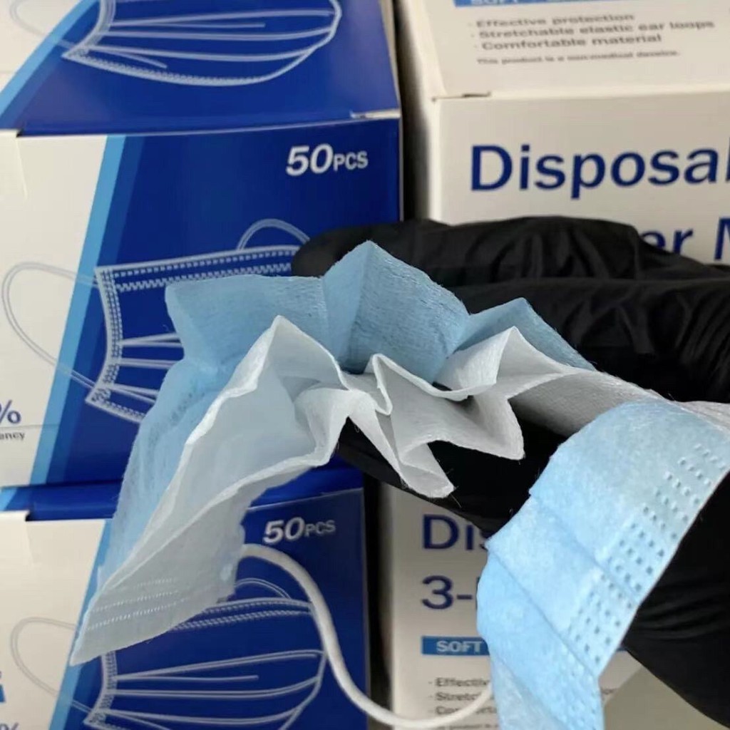 หน้ากากอนามัย (กล่อง 50 ชิ้น) แผ่นกรองหนา 3ชั้น Disposable 3-Layer Mask ...