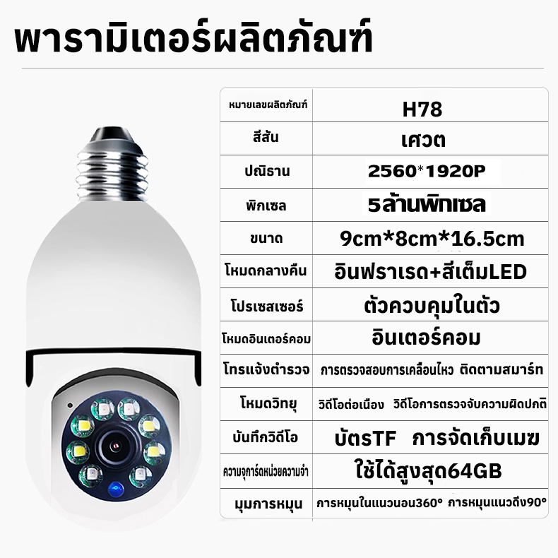 Ekcam Version V380 PRO APP กล้องวงจรปิด wifi 2023 กล้องวงจรหลอดไฟ E27หลอดไฟ 5MP Wifi PTZ กล้อง ...