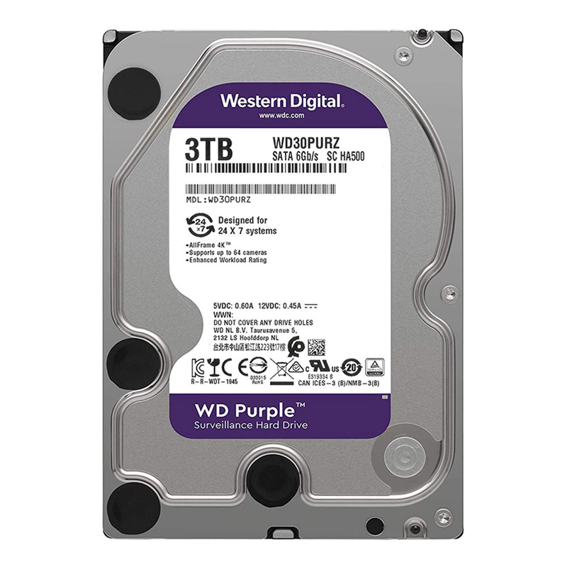 WD HDD PC 3TB 5400RPM SATA III 64MB (6Gb/s) for CCTV Purple รับประกัน ...