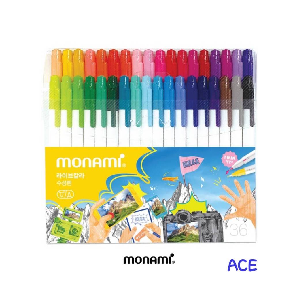 ปากกาสี Monami Live Color ชุดเซ็ต 36 สี ด้ามขาว พร้อมแพ็คเกจ | Lazada.co.th