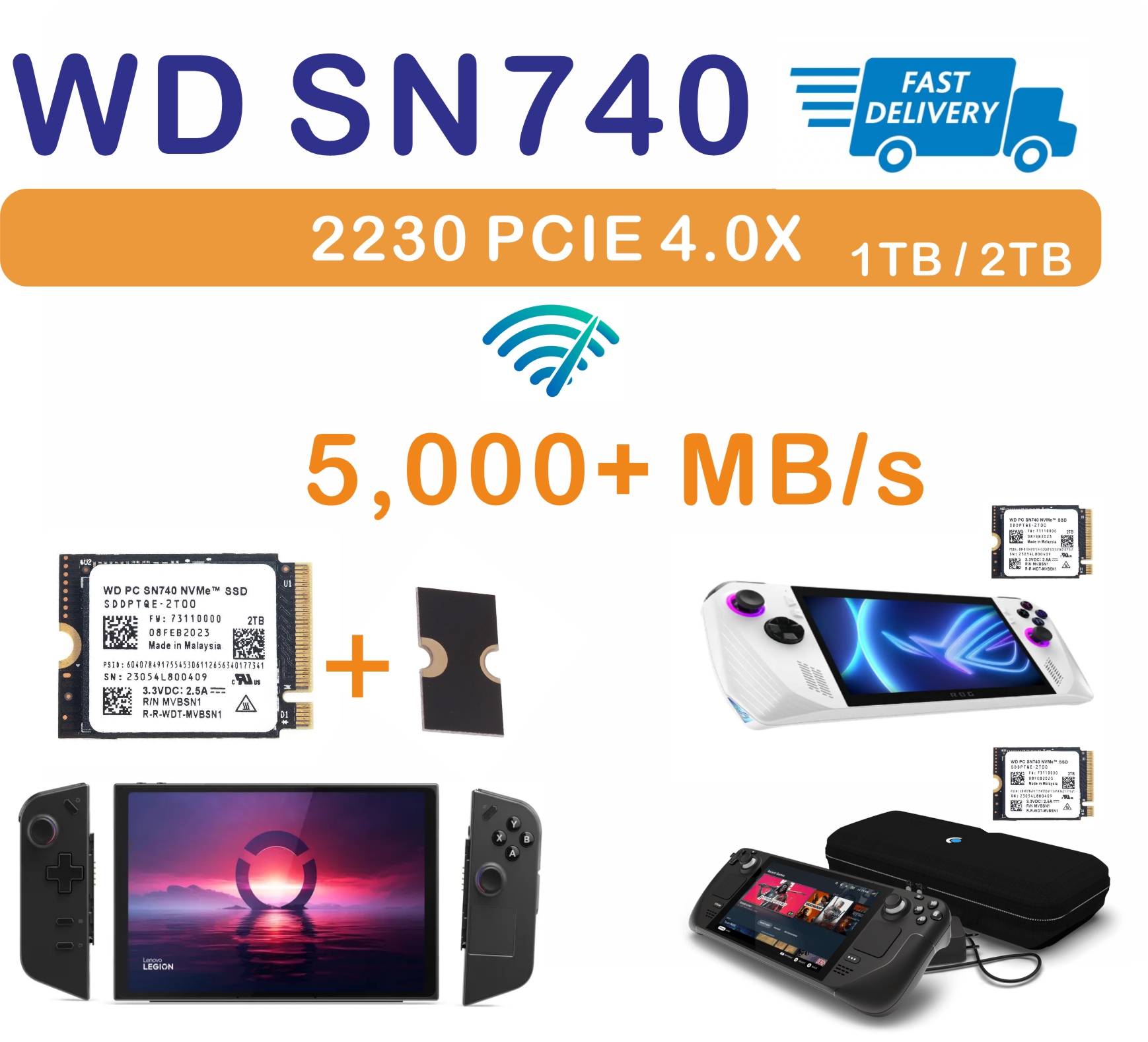 WD SN740 512G 1TB 2TB M.2 NVME 2230 for Rog ally and steam deck | Lazada.co.th