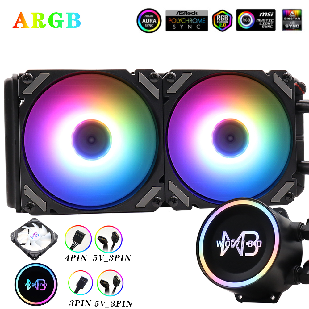 Wovibo PC CPU Water Cooling คอมพิวเตอร์ Cooler AIO RGB ARGB Liquid พัดลม Ventilador หม้อน้ำ ...