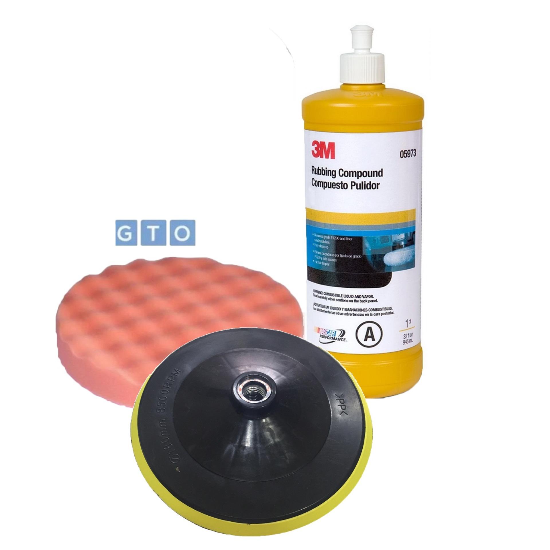 3M 05973 น้ำยาขัดหยาบ A-Rubbing Compound 1Quart+GTO ฟองน้ำแบบรังไข่สี ...