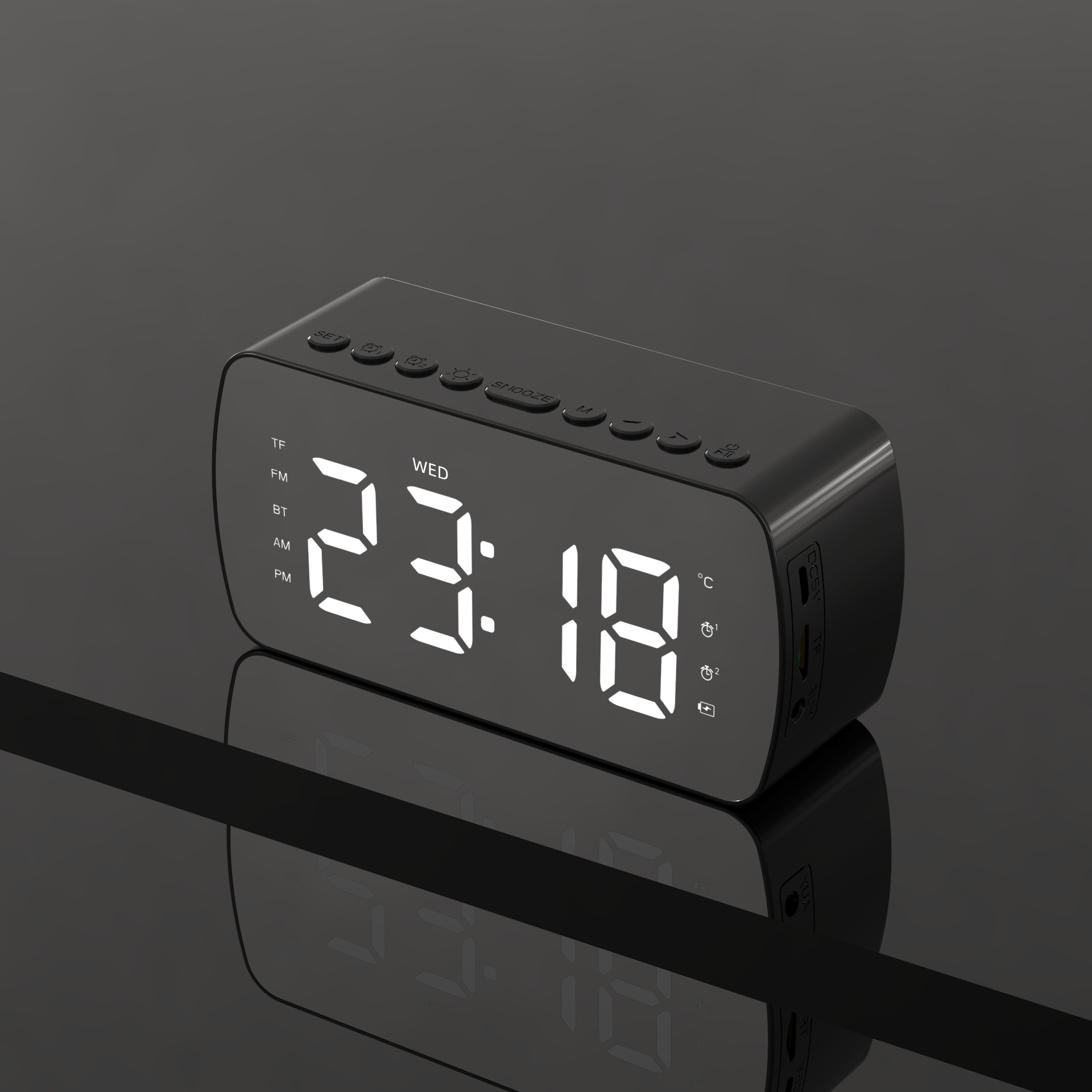 Mini Alarm Clock Portable Cannon Mini Voice Broadcast The Card Instert ...