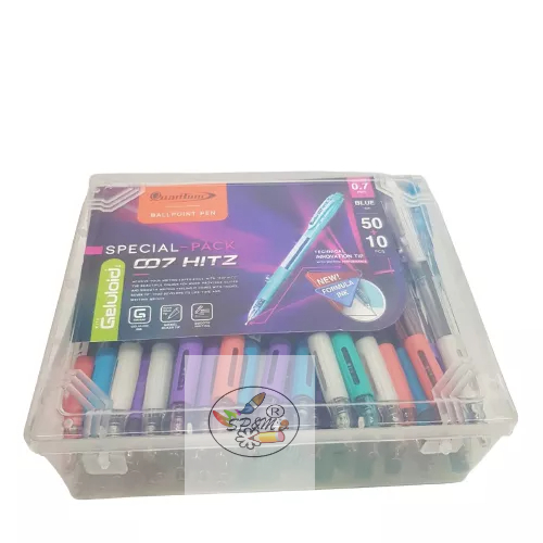 Quantum Pen ปากกาลูกลื่นแบบกด รุ่น 007 Hitz หมึกน้ำเงิน คละสี (50ด้าม ...