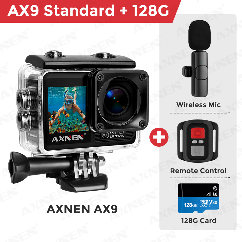 AXNEN AX9 5K Action Camera พร้อมไมโครโฟนไร้สาย60fps 4K EIS กล้องวิดีโอ ...