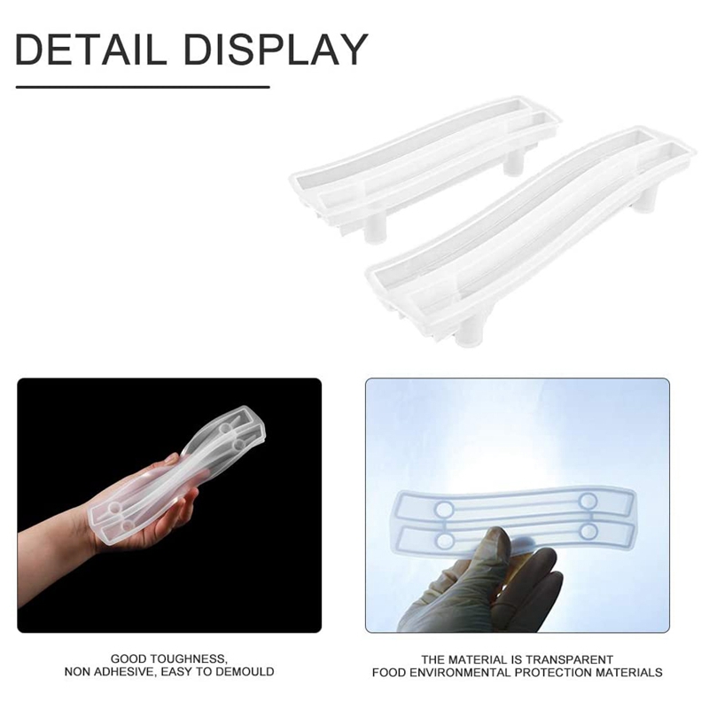 4 Set Tray Handle Resin Mold, Silicone Epoxy Casting Mold for DIY Cabinet Door Handles, Drawer ...