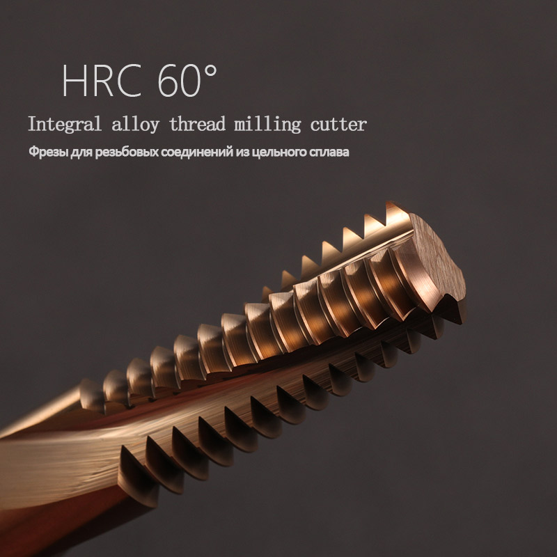 HRC 60 CNC Carbide Thread Milling CUTTER เดี่ยว/3/ฟันเต็ม M1 M1.2 M1.4 ...
