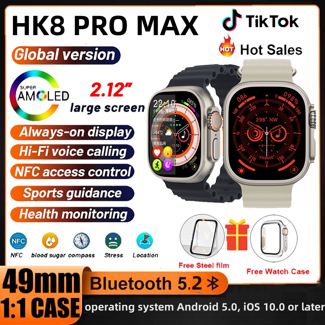 HK8 Pro Max Ultra Smart Watch Series 8 49mm 2.12 นิ้วหน้าจอ AMOLED ...
