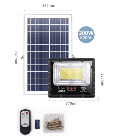 JD-Jindian 200W (รุ่นใหม่ล่าสุด) JD-8200L สปอร์ตไลท์ พลังงานแสงอาทิตย์ พร้อมรีโมทควบคุมระยะไกล ...