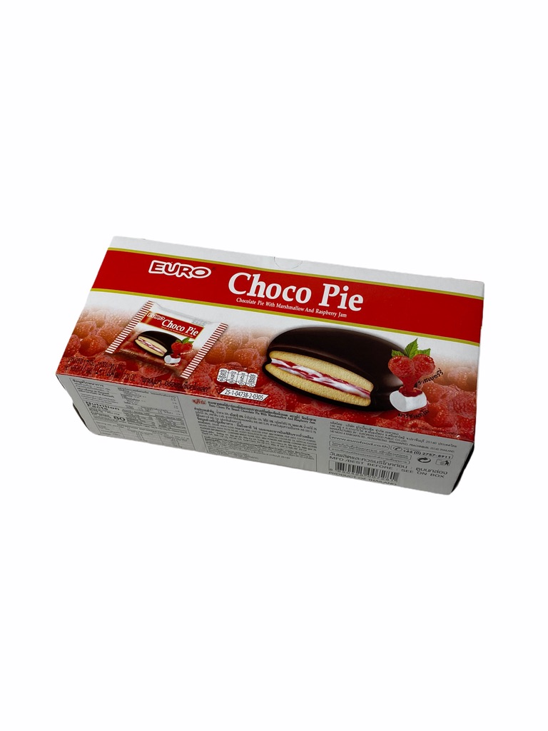 EURO CHOCO PIE Chocolate Pie Marshmallow And Raspberry Jam 17g,ยูโร่ ซ็ ...