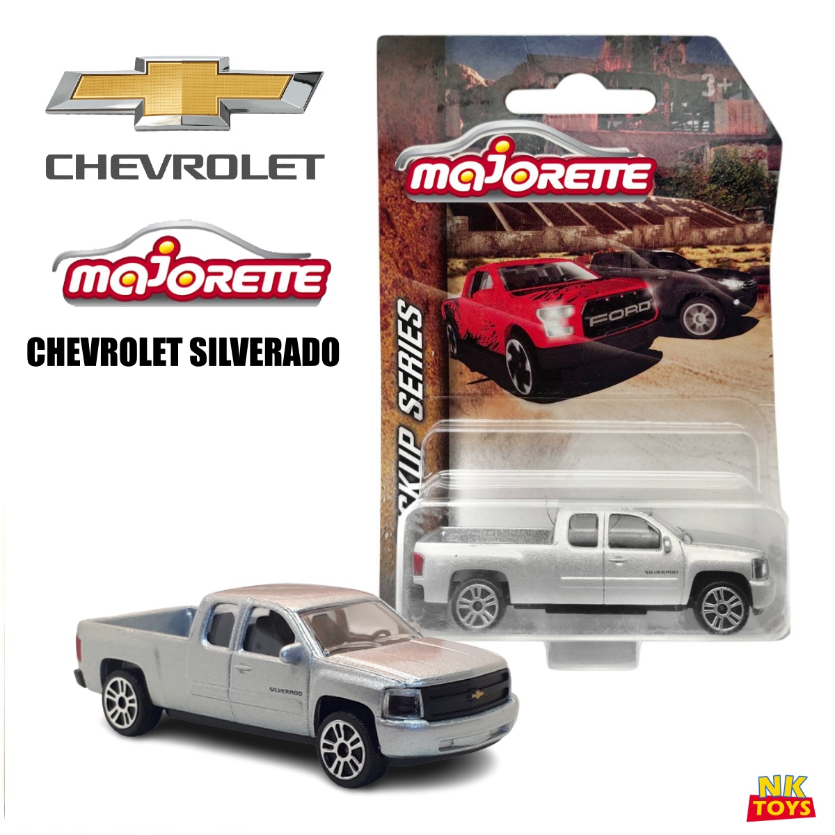โมเดลรถกระบะ CHEVROLET SILVERADO ลิขสิทธิ์แท้ Majorette สเกล1/64 รถ ...