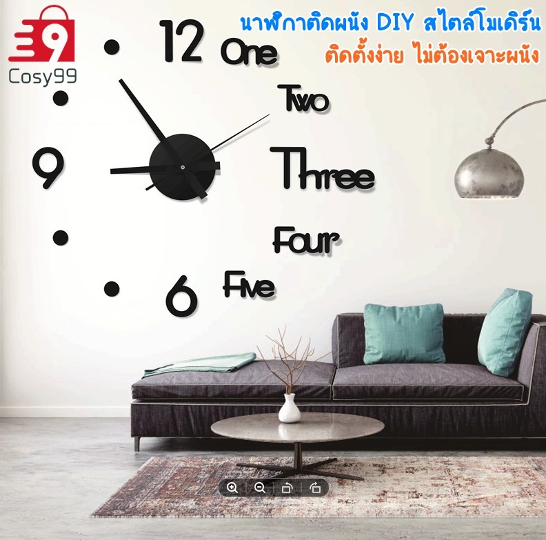 นาฬิกา Diy นาฬิกา 3d ติดผนัง สติกเกอร์กระจกอะคริลิคโมเดิร์น Th