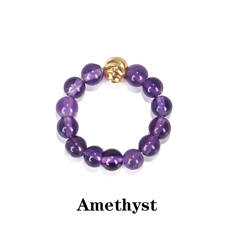 Natural Crystal Stone Elastic Ring 4mm Healing Gemstone Handmade ...