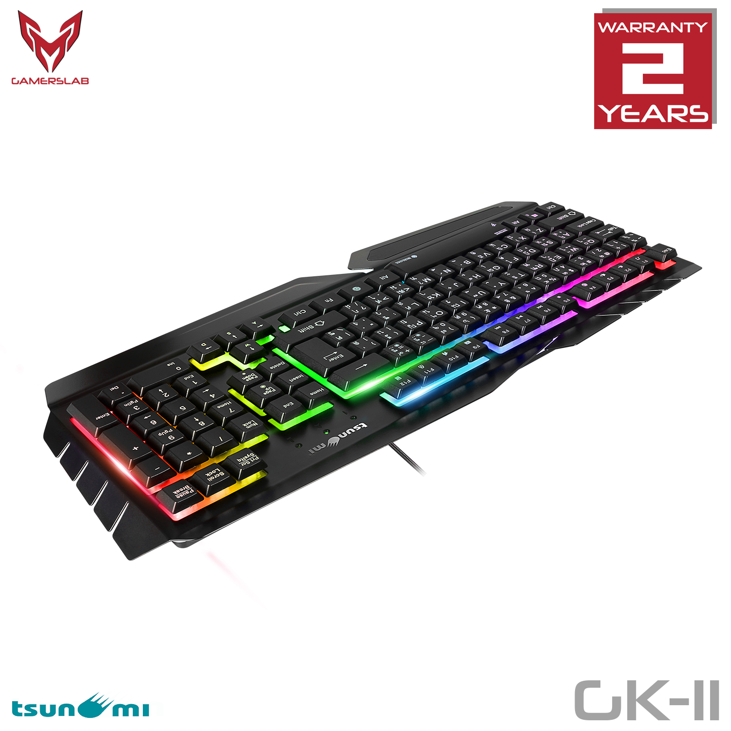GamersLab (คีย์บอร์ดเกมมิ่ง) Tsunami GK-11 Gaming Keyboard RGB Jet ...