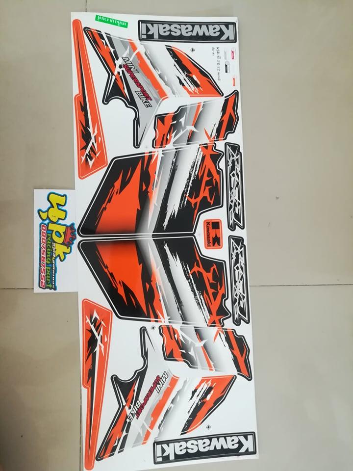 สติ๊กเกอร์ KAWASAKI KSR ติดรถ สีส้มดำ ปี 2012 - Pookie sticker - ThaiPick