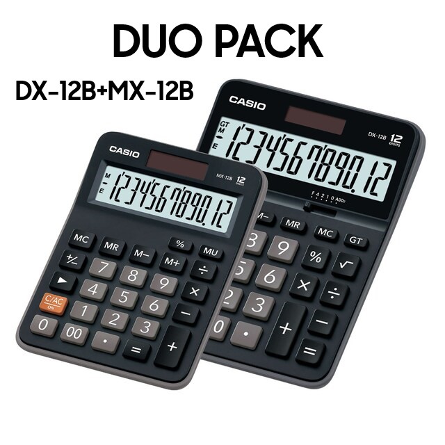 เครื่องคิดเลข คาสิโอ DX-12B+MX-12B Duo แพ็คคู่ Casio DX-12B+MX-12B Duo Calculator Black ...