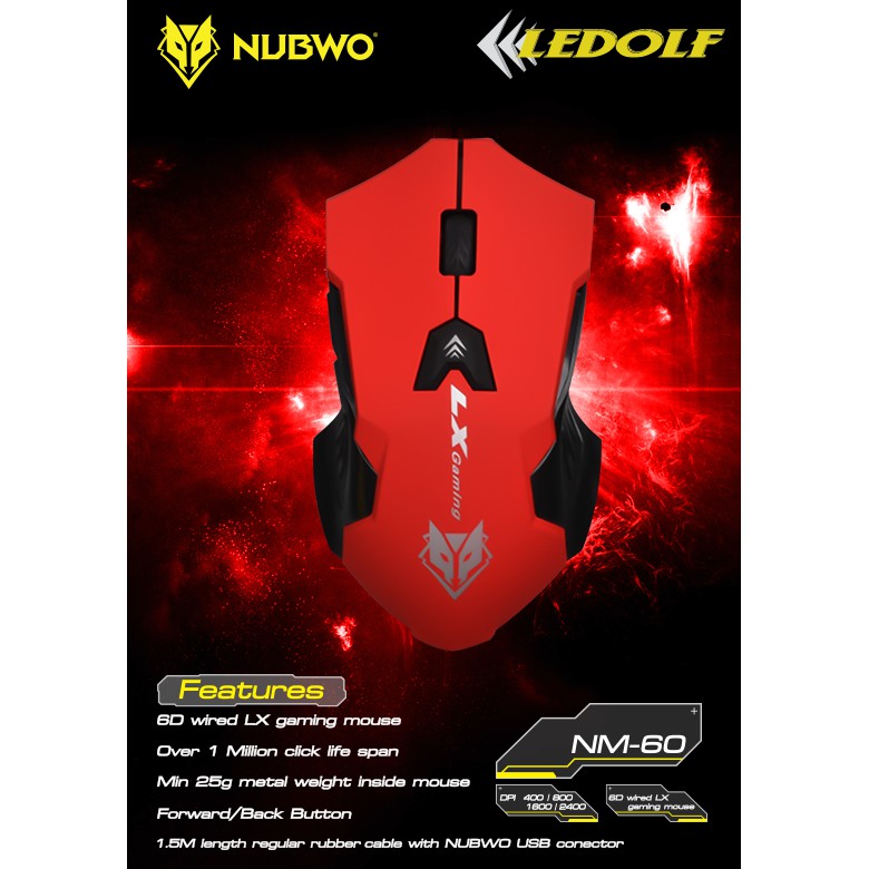 GAMING NUBWO NM-60 GAMING OPTICAL MOUSE USB เม้าส์เกมมิ่ง ออฟติคอล ...