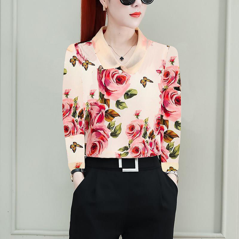 Long-sleeved shirt women's blouse 2022 spring new fashion Joker loose ...