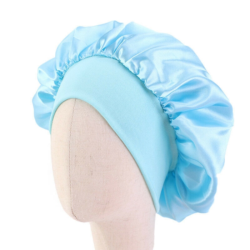 Satin Night Sleep Cap Kids Girls Turban Wide Band Elastic Headwear ...