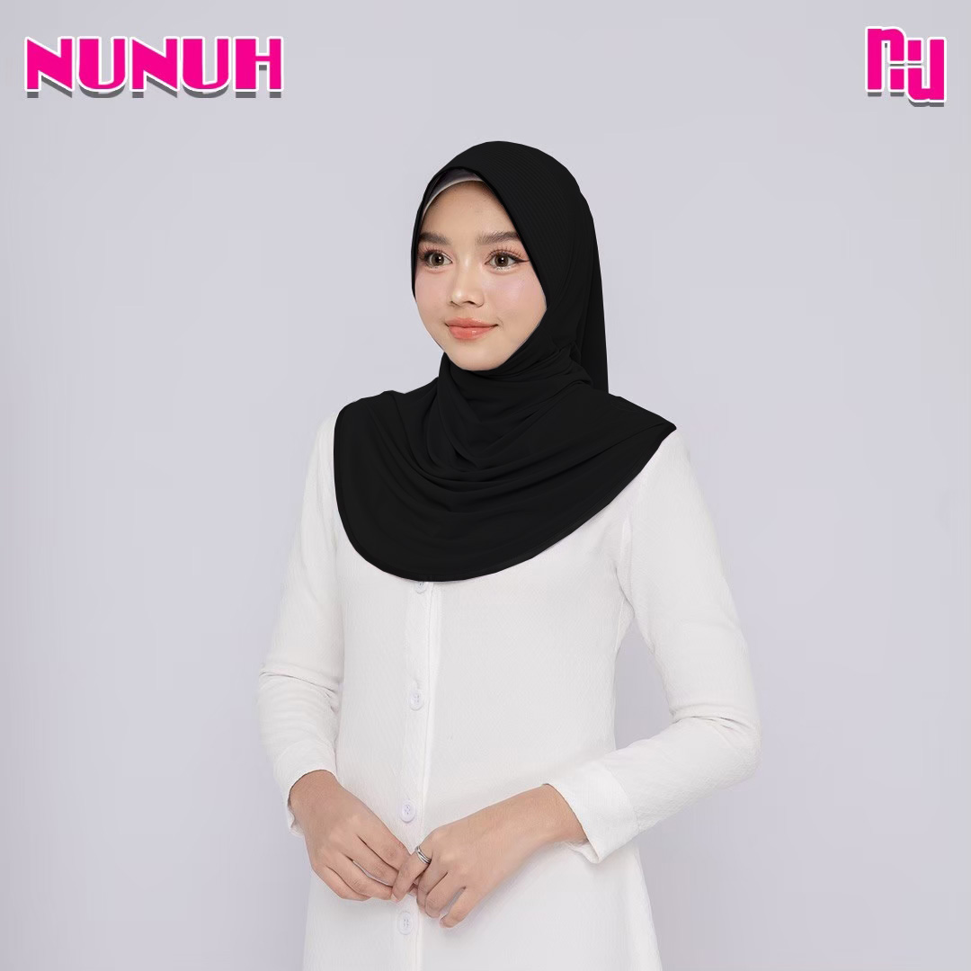 NUNUH CLASSIC ผ้าคลุมฮีญาบแบบสวมสำเร็จคลาสสิค ปัก NU ทรงฟองน้ำตรง(FN-T-NU) - NUNUH - ThaiPick