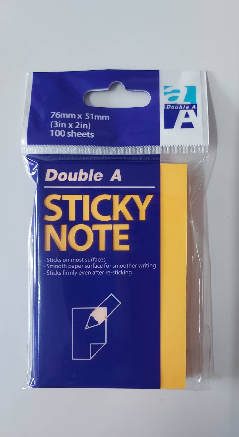 Double A กระดาษสติ๊กกี้ โน๊ต Sticky Note 3x2 in 100 แผ่น จำนวน 1 ห่อ/แพ ...