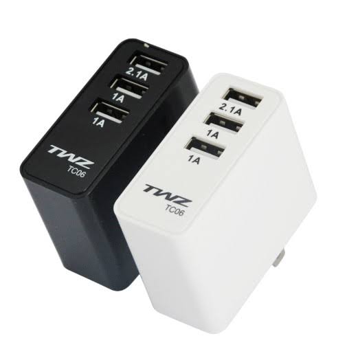 TWZ หัวชาร์จ USB 3 ช่อง ที่ชาร์จไฟบ้าน ชาร์จไว ขนาดพกพา รุ่น TC06 **สภาพกล่องชำรุด ตัวเครื่อง ...
