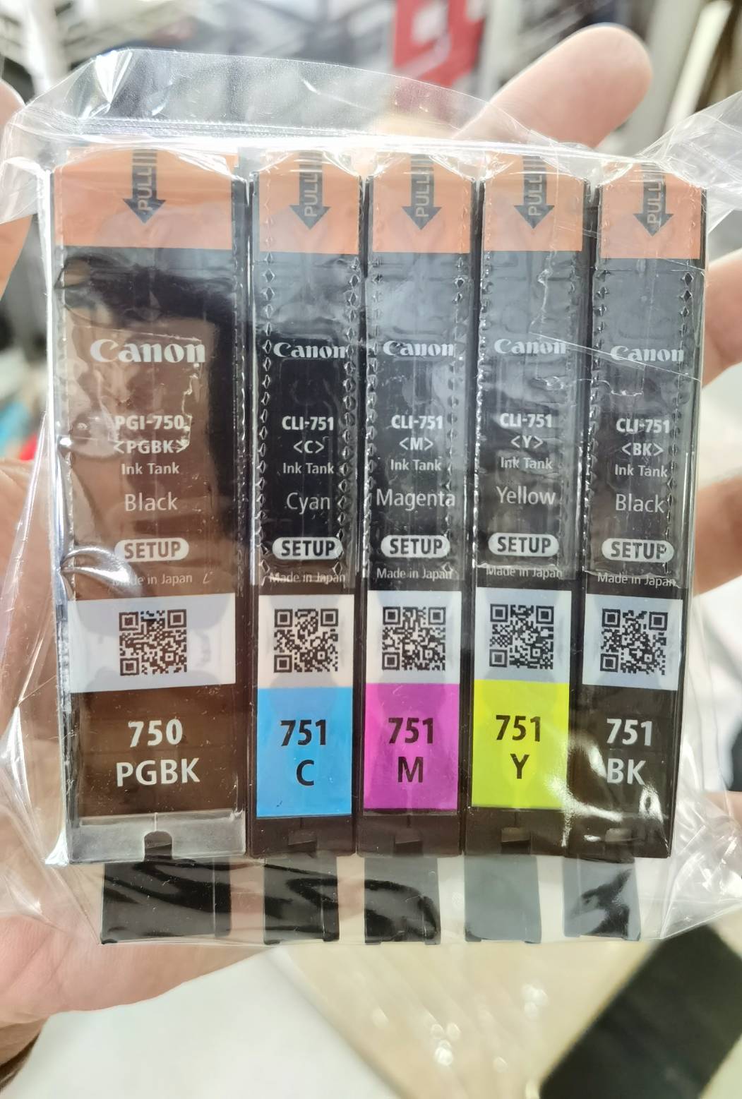 CANON PGI-750 Bk - CLI-751 bk ,C,M,Y, หมึกแท้ ยกชุด5ตลับ (NO BOX ...