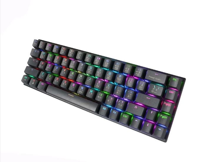 คีย์บอร์ดเกมมิ่ง Tsunami Gaming Keyboard MK-68 Pro Graphite Gray Blue ...