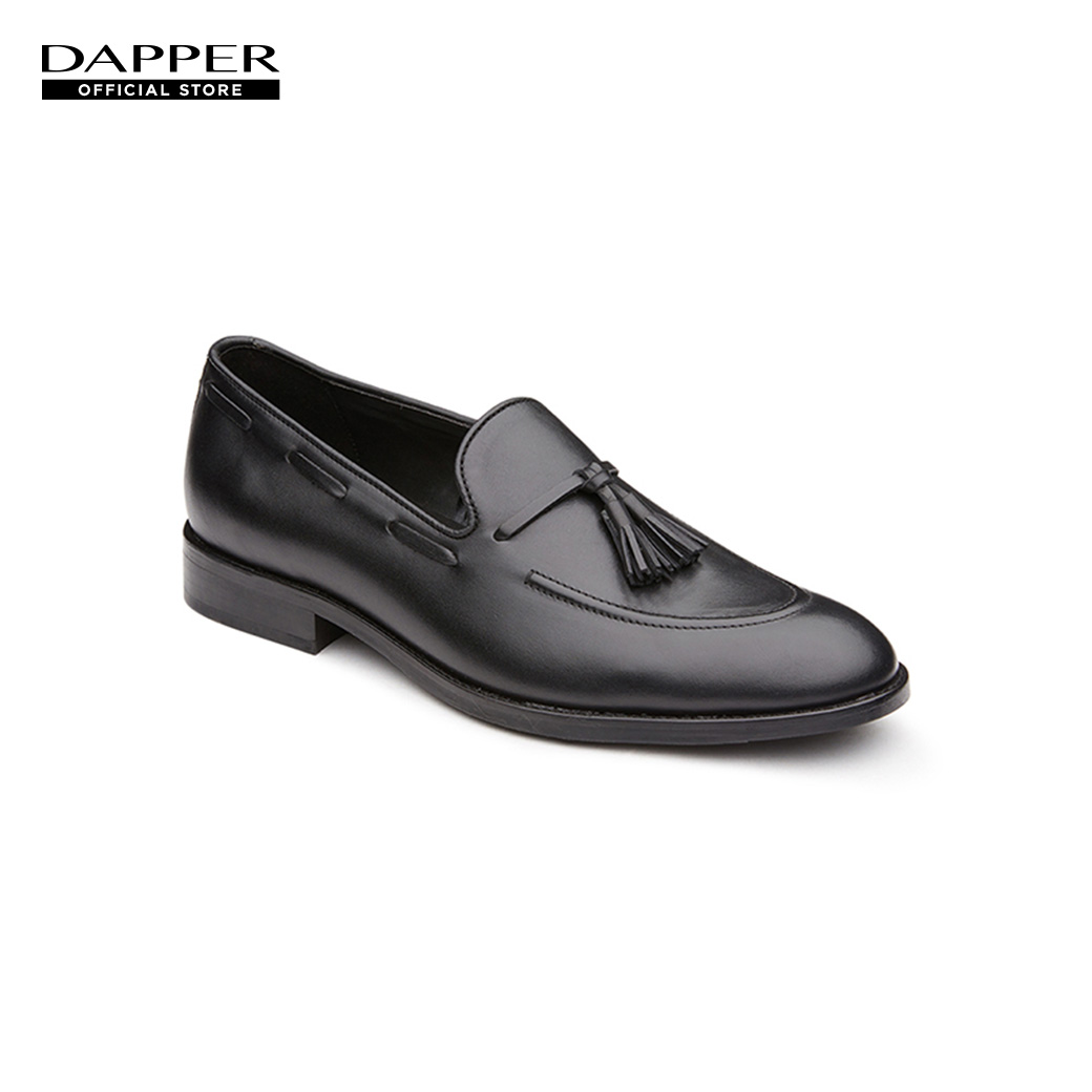 DAPPER รองเท้าหนัง แบบสวม Tassel Leather Loafers สีดำ - MixASale