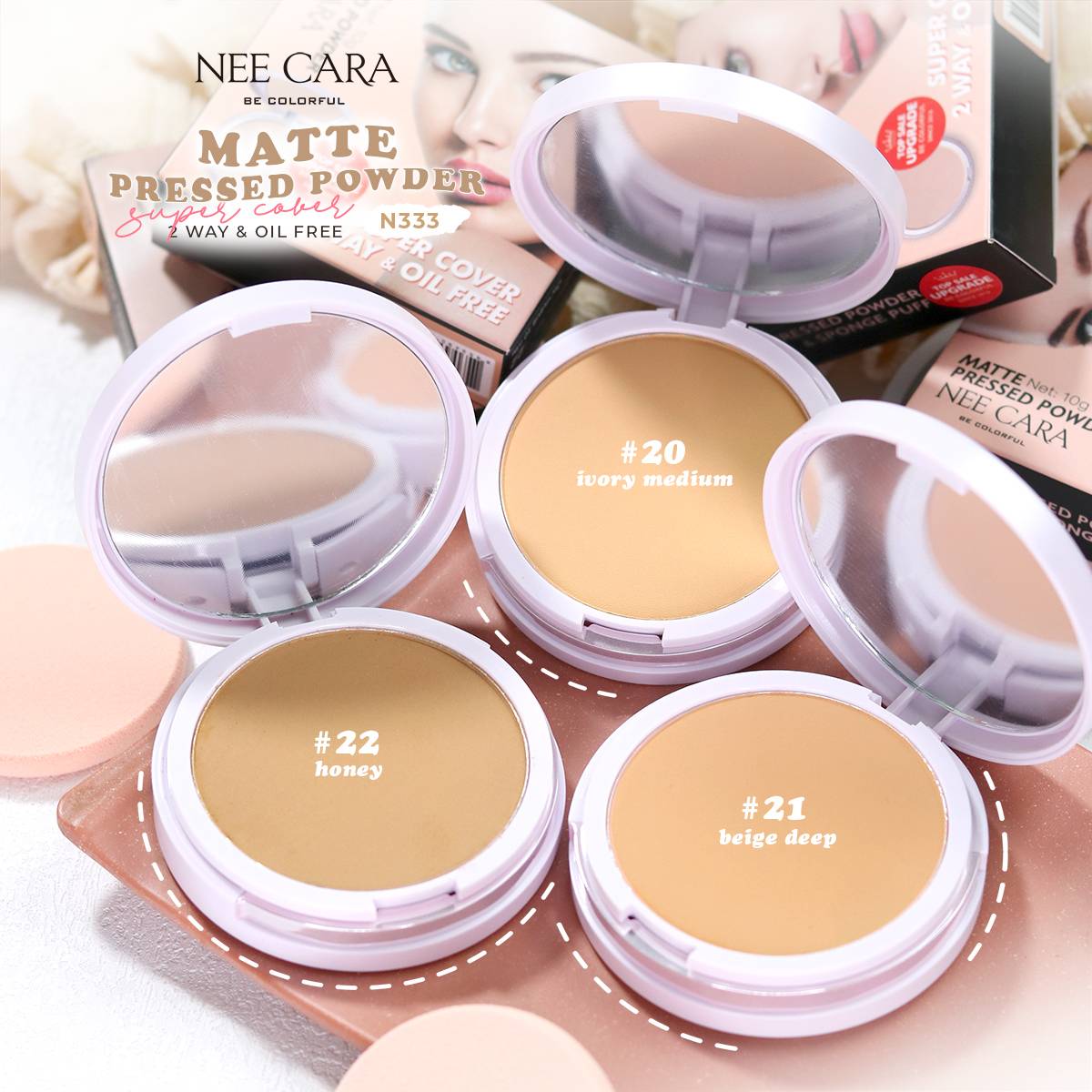N333 NEE CARA MATTE PRESS POWDER SUPER COVER 2 WAY OIL FREE นีคาร่า ...