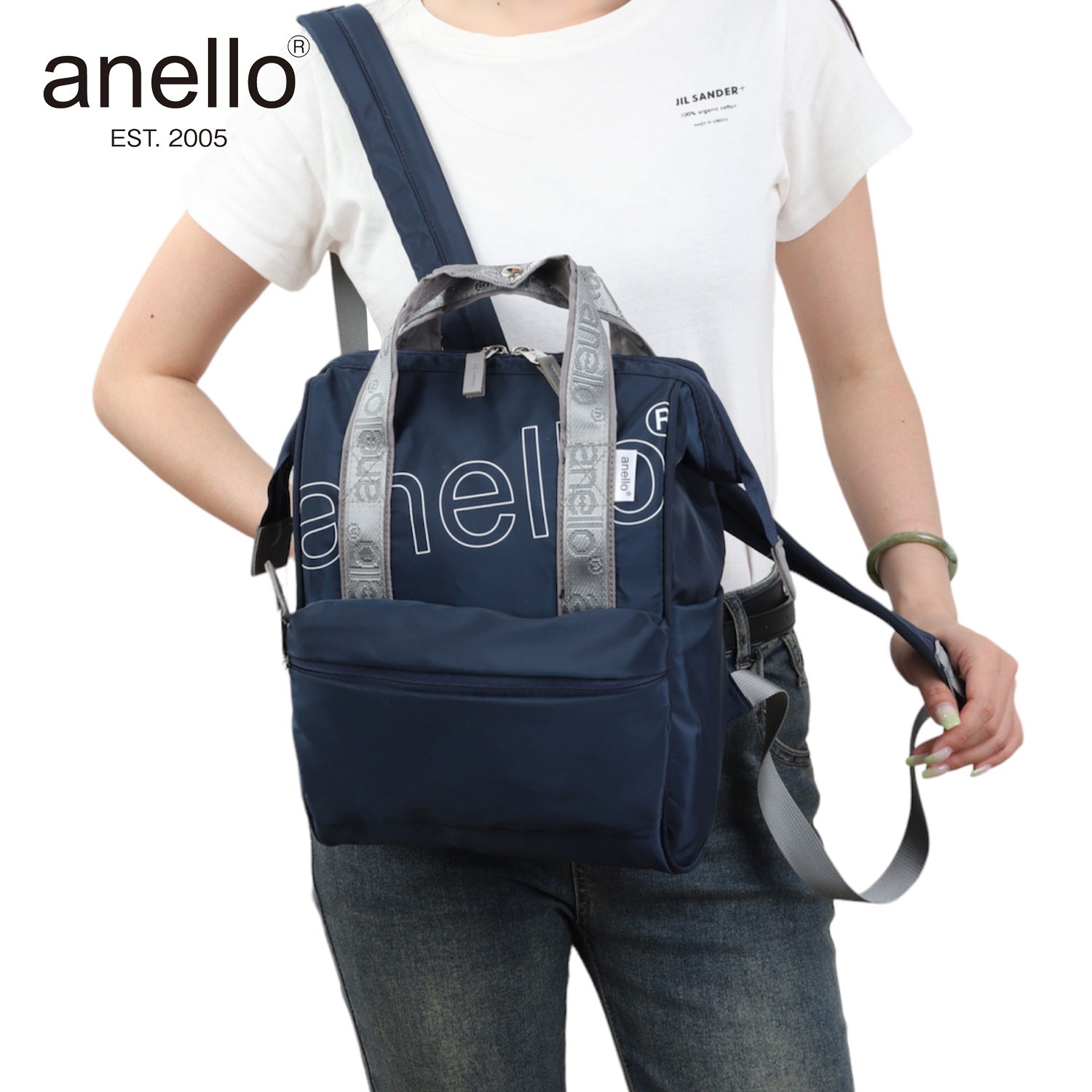 กระเป๋าเป้แฟชั่น anello แบบใหม่ ลายสกรีนบนผ้าเเละสาย ใส่ได้ทุกสไตล์ ...