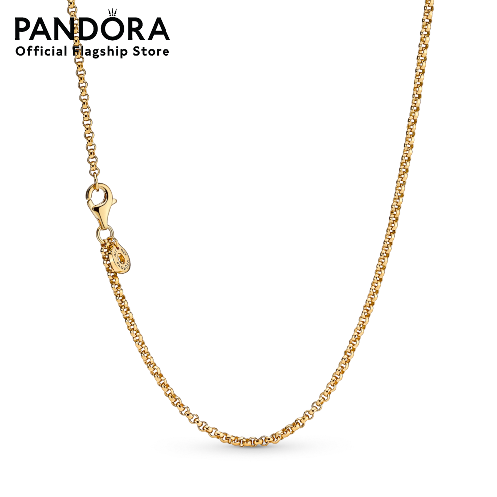 Pandora 14k Gold-plated rolo necklace สร้อยคอ สีทอง สร้อยคอสีทอง สร้อย ...