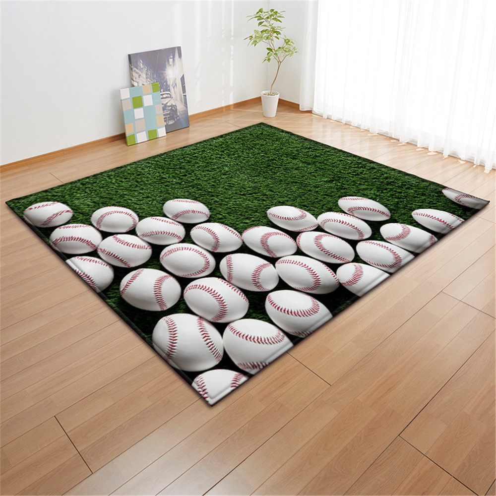 Children Room Baseball Cars Flannel Anti-slip Boys Bedroom Mat Baby ...