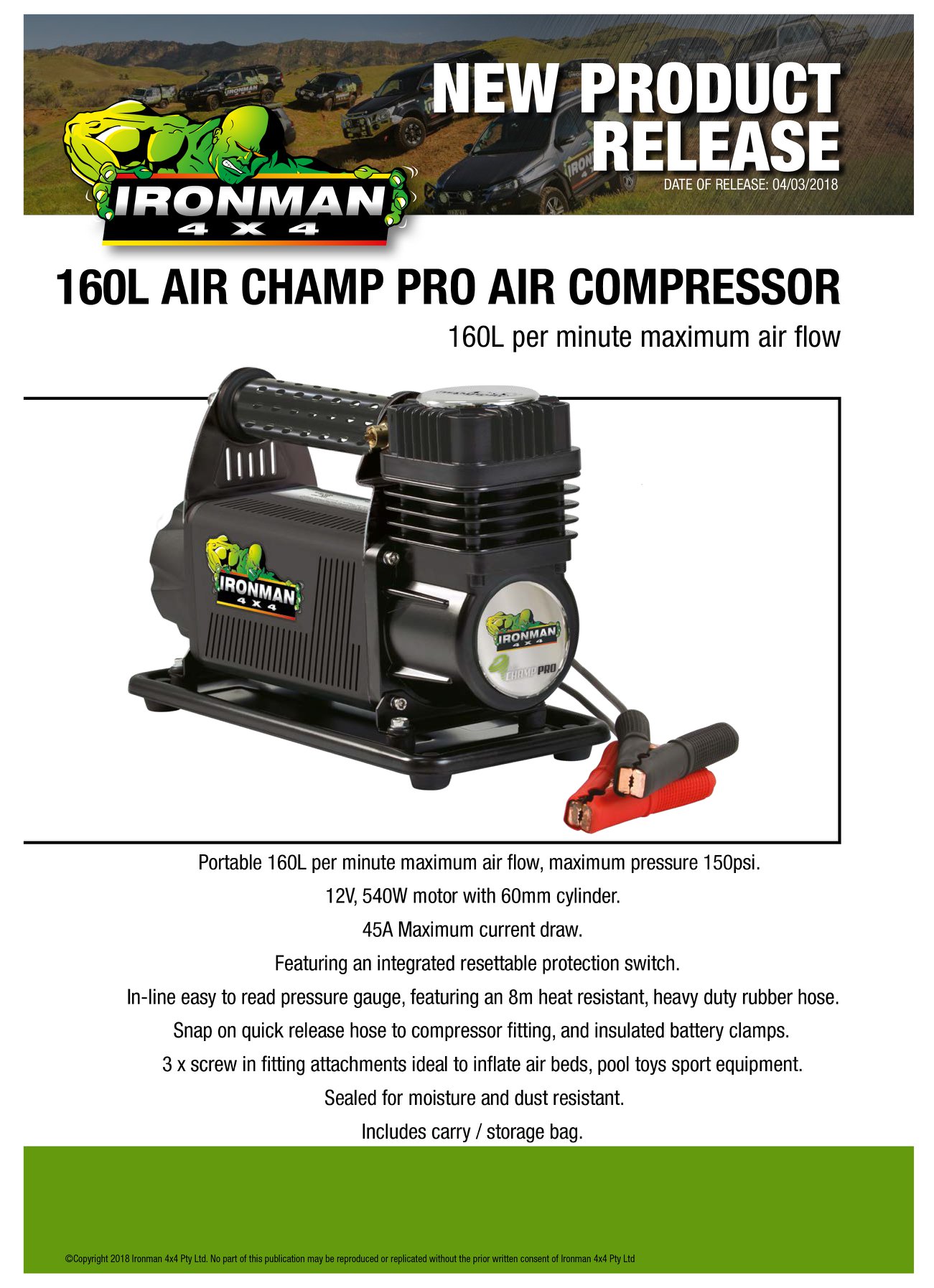 ปั้มลมไฟฟ้าชนิด Heavy duty 12v (160L/min) Air champ pro compressor จาก ...